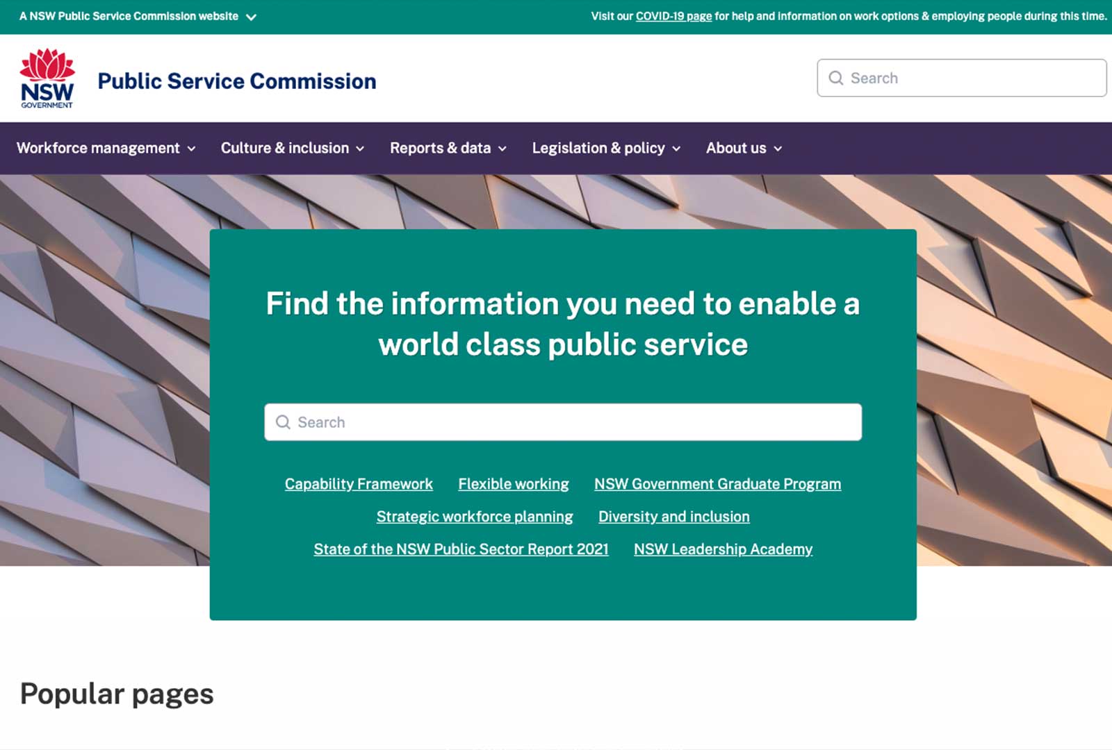 NSW Public Service Commission - 20th Annual Australian Web Awards