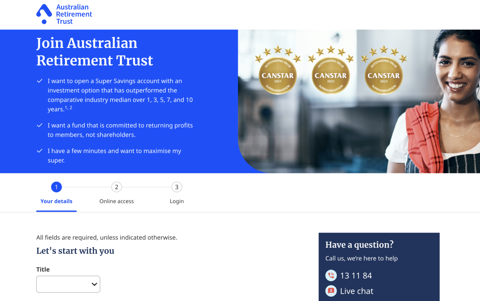 Australian Retirement Trust - 20th Annual Australian Web Awards