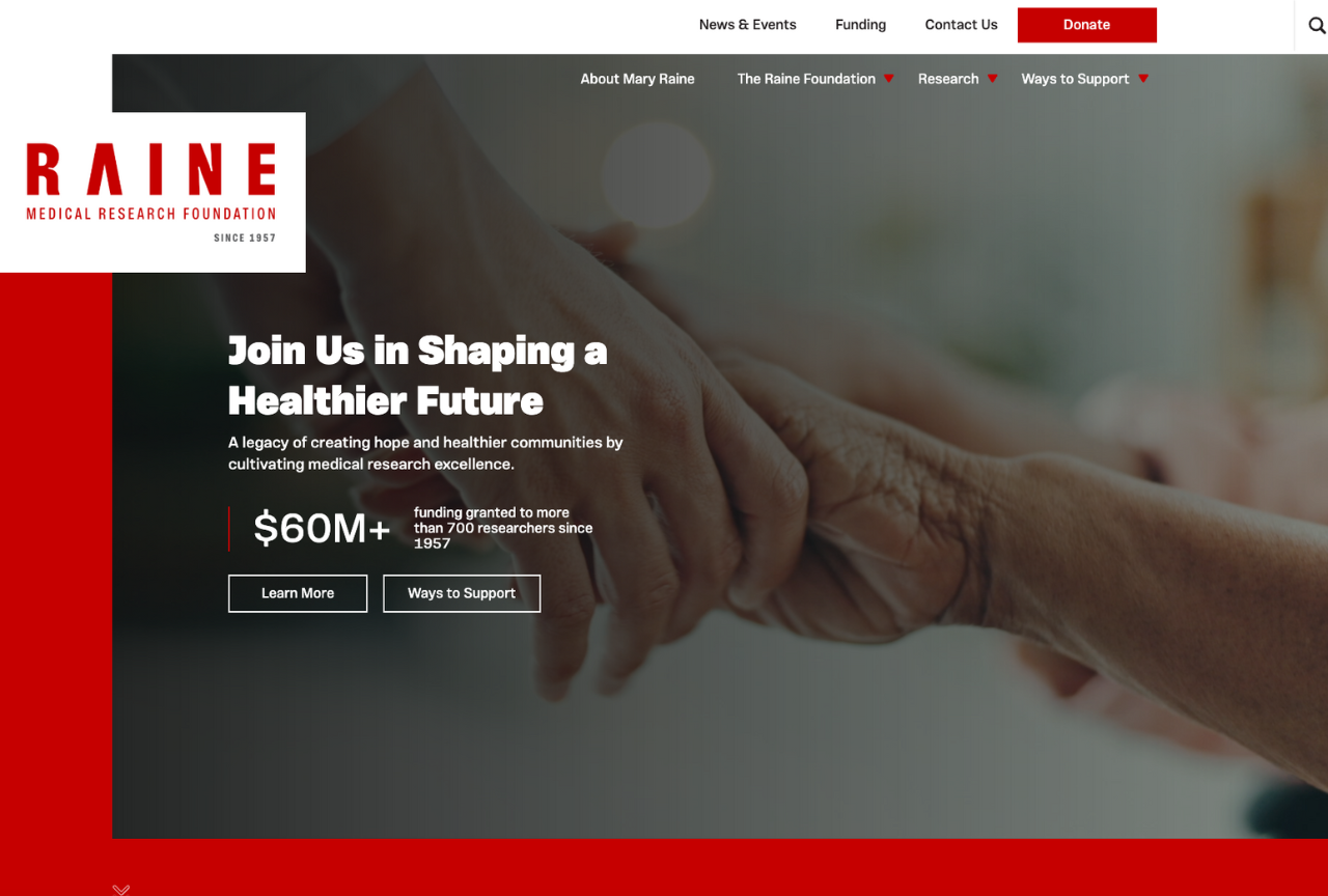 Raine Medical Research Foundation - 20th Annual Australian Web Awards