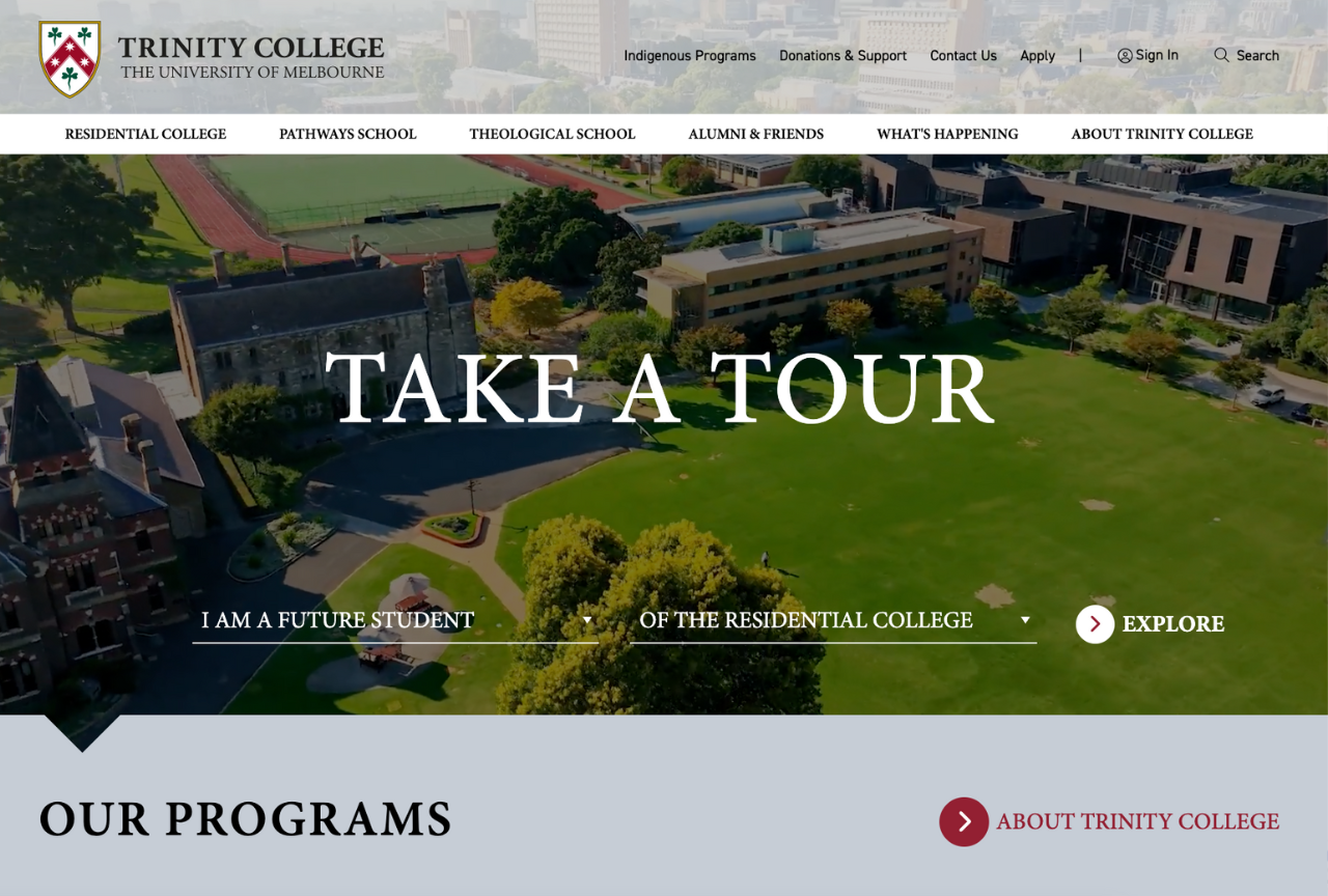 Trinity College University of Melbourne - 21st Annual Australian Web Awards